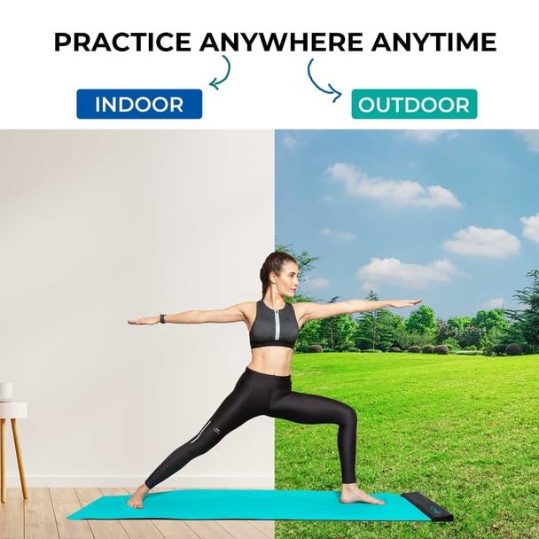 YogiFi Smart Non-Slip Meditation Travel Yoga Mat,Exercising Pad,Great for Women & Men of All Ages,6mm Thick with Artificial Intelligence(AI) for Interactive and Real Time Posture Feedback (Grey)