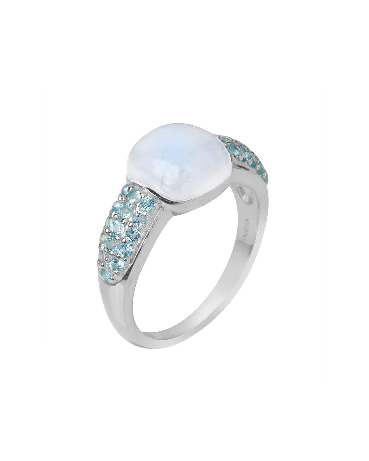 YoTreasure Moonstone Swiss Blue Topaz 925 Sterling Silver Engagement Ring Jewelry