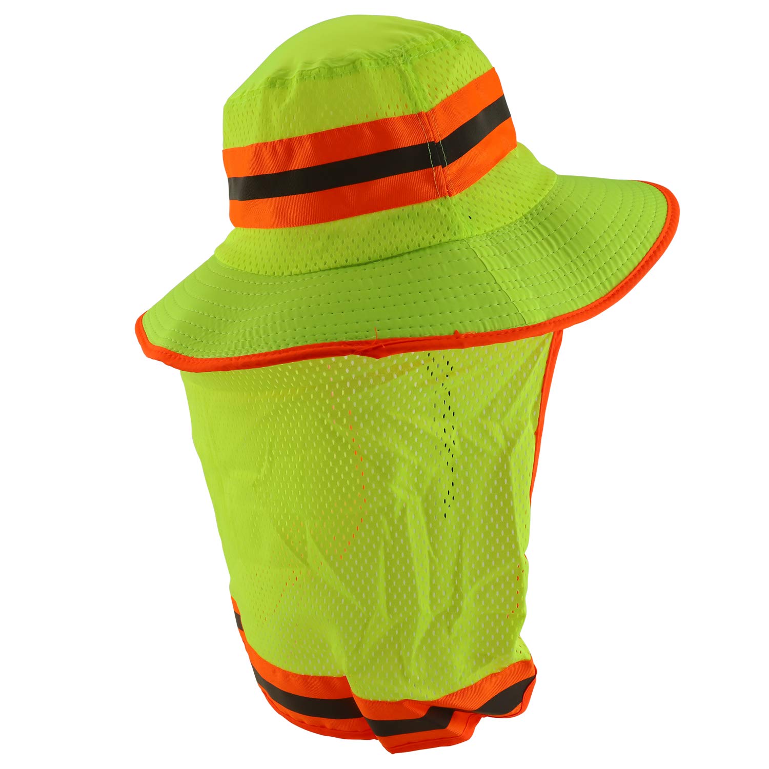 Trendy Apparel Shop High Visibility Neon Color Reflective Boonie Hat Mesh Flap - Safety Yellow