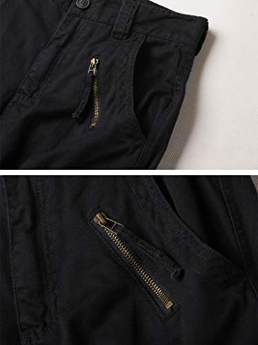 TRGPSG Men's Wild Cargo Pants, Camo Pants Cotton Casual Work Hiking Pants with 8 Pockets(No Belt) 5337 Black 32