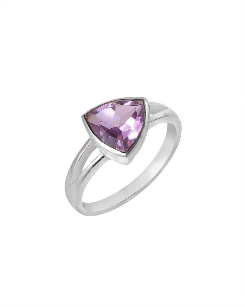 YoTreasure Natural Trillion Shape Swiss Blue Topaz Ring 925 Sterling Silver Jewelry