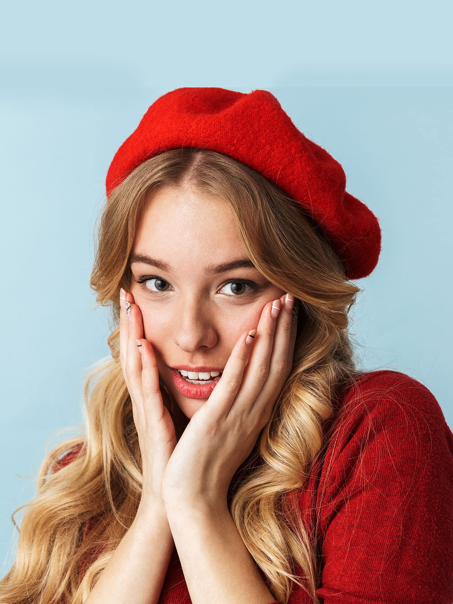 Trounistro 4 Pack Beret Hat French Beret Cap Winter Fashion Solid Color Hat for Women Girls Lady (Color Set 1)