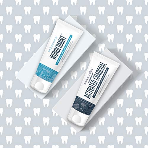 Schmidt's toothpaste with Vitamins and Botanical Extracts, Wondermint with Activated Charcoal, Helps Whiten Teeth, Fluoride Free, 4.7 Ounce (Pack of 6)