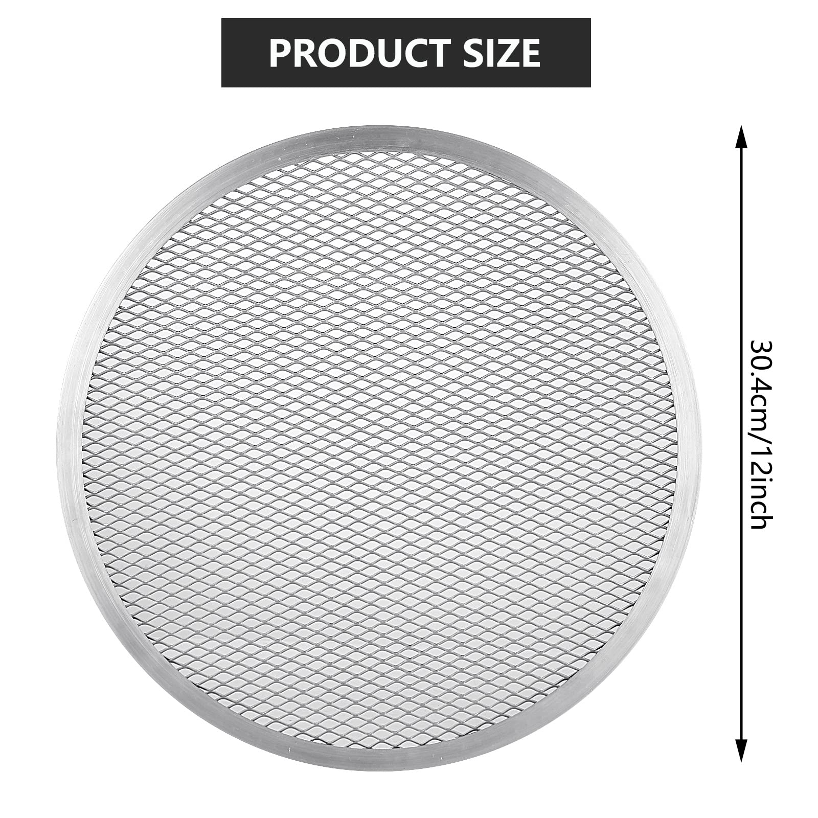 WOPPLXY 3 Pcs 12 Inch Pizza Screen, Restaurant-Grade Aluminum Alloy Pizza Baking Screen, Seamless Round Pizza Screen Non Stick Mesh Net Baking Tray Cookware Kitchen Tool For Oven, BBQ