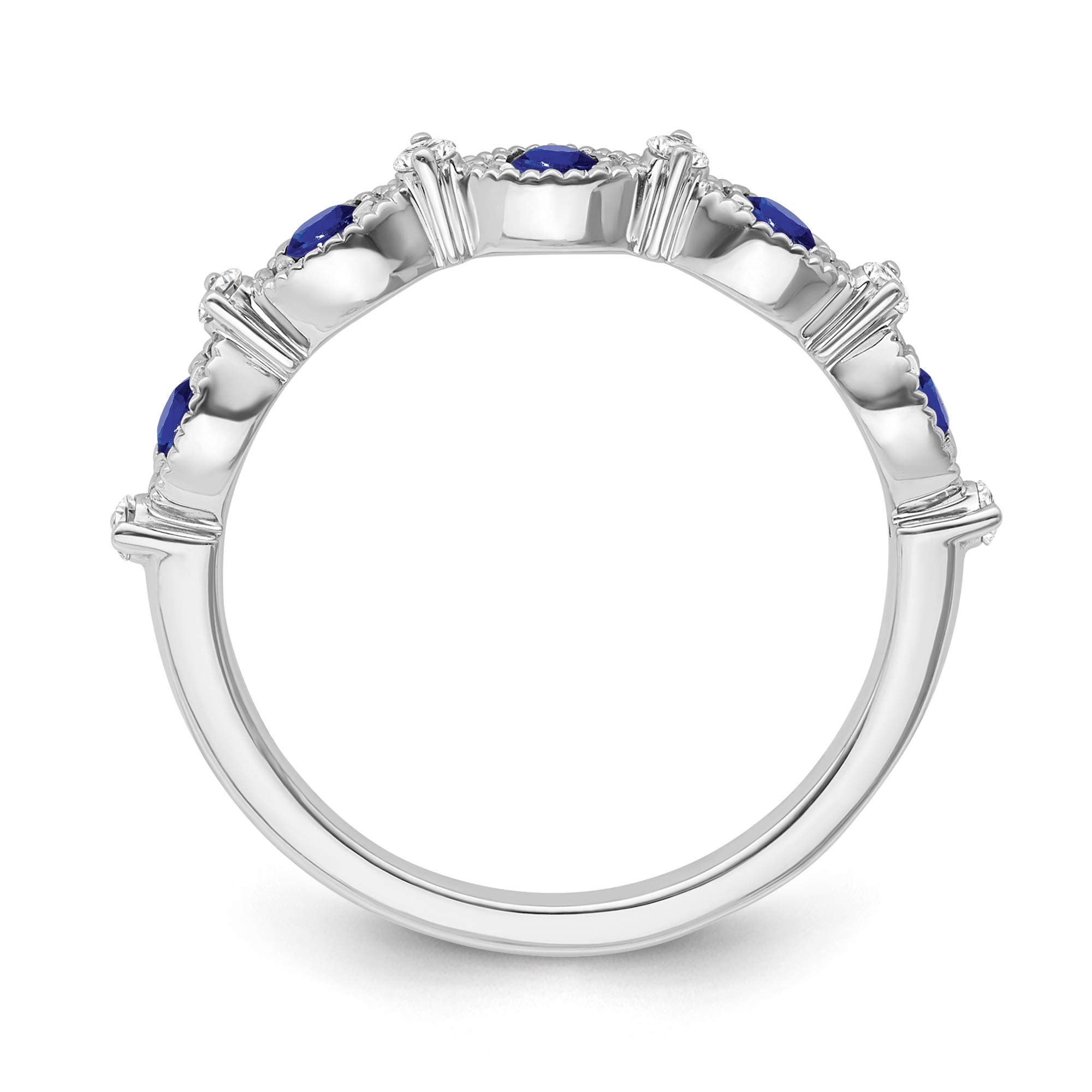 Sterling Sliver Diamond and Blue Sapphire Stackable Eternity Band Ring (1/10 cttw, I-J Color, I2-I3 Clarity), Size 6