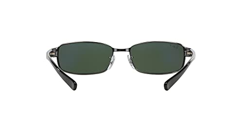 Ray-Ban RB3364 Metal Rectangular Sunglasses, Gunmetal/Polarized Green, 62 mm