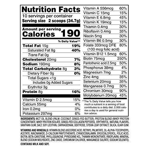 SlimFast Keto Meal Replacement Powder, Vanilla Cake Batter, Low Carb with Whey & Collagen Protein, 10 Servings