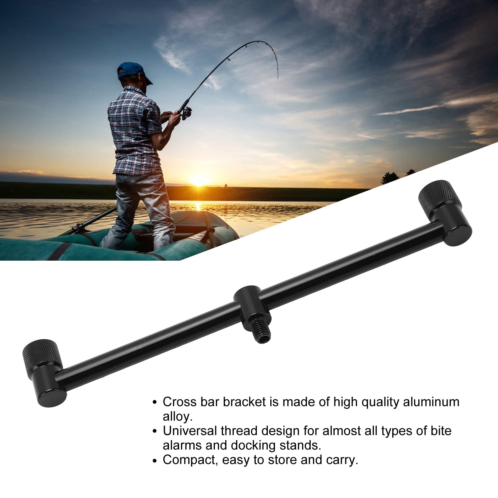 Yeuipea Carp Fishing Buzz Bars Carp,Carp Fishing Rod Support Buzz Bar with Luminous Head Aluminum Alloy Fishing Buzz Bars Accessory(25cm)