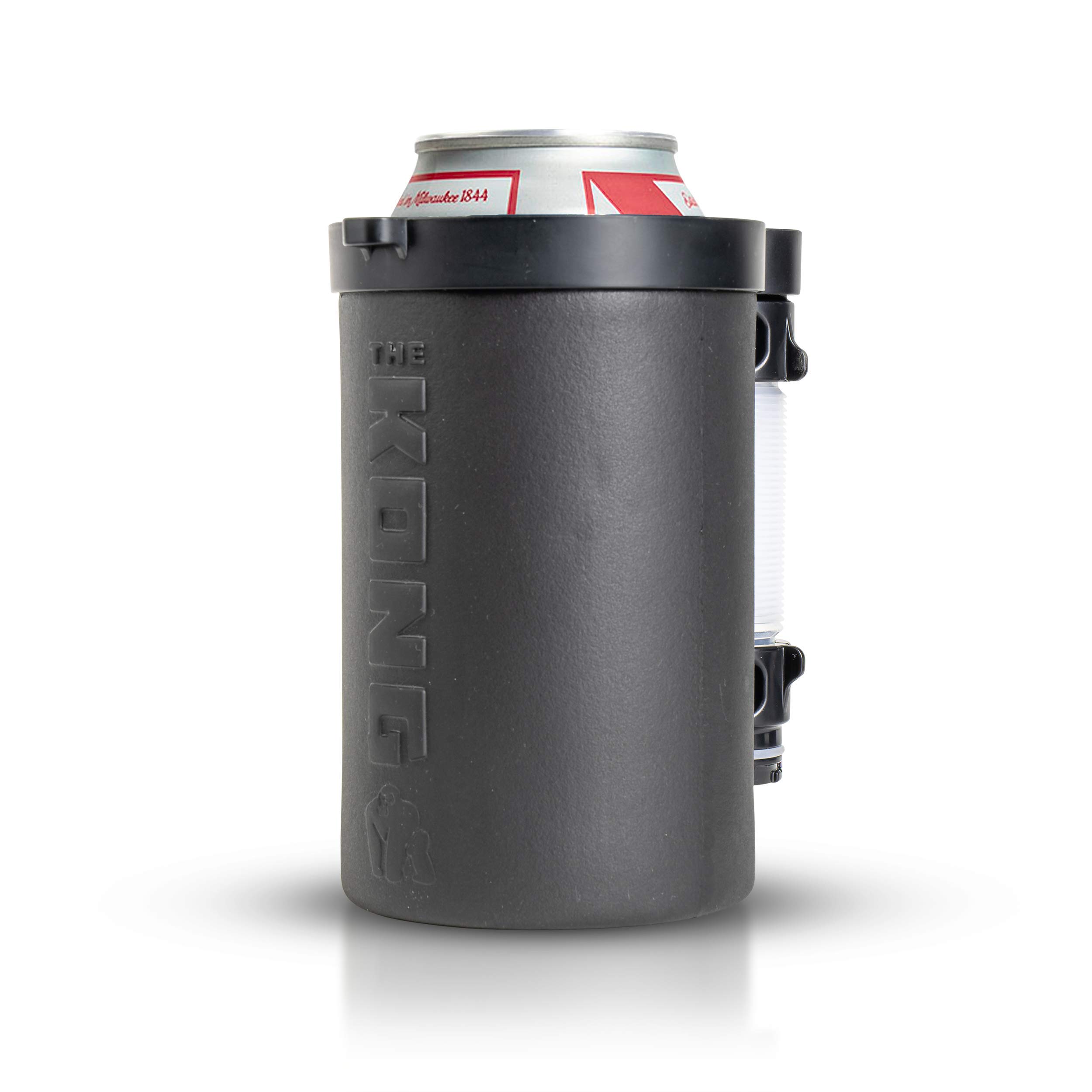 The Kong 2.0. A Portable Can or Bottle Cooler/Cup with A Detachable, Expandable, Hose to Funnel Your Drink. (Black)