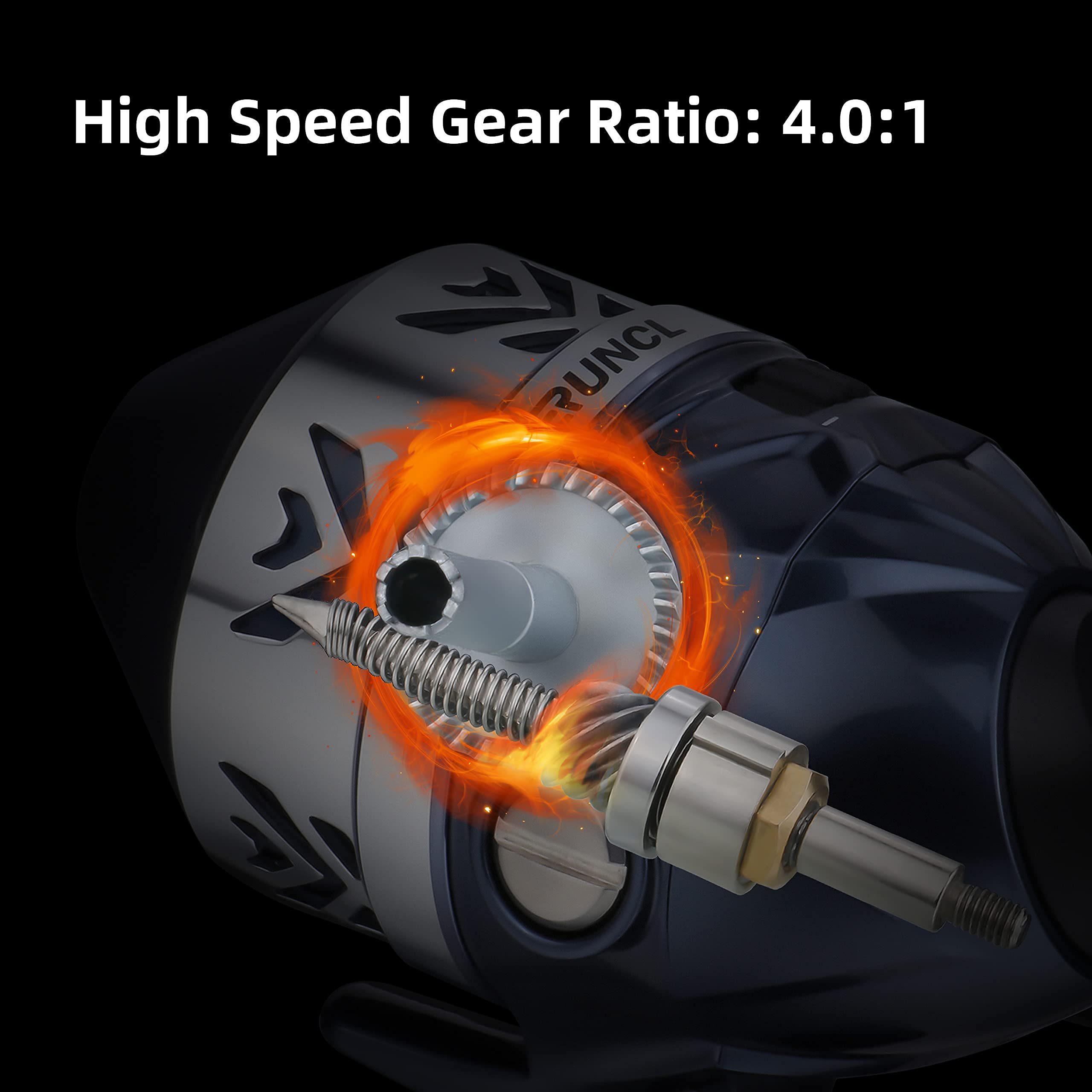 RUNCL Spincast Fishing Reel, Upgrade No-Rust Push Button Casting Design, 4.0:1 Gear Ratio, 17.5 LB Max Drag, Reversible Handle for Left/Right, includes Monofilament Line, Gift for Fishing Lover