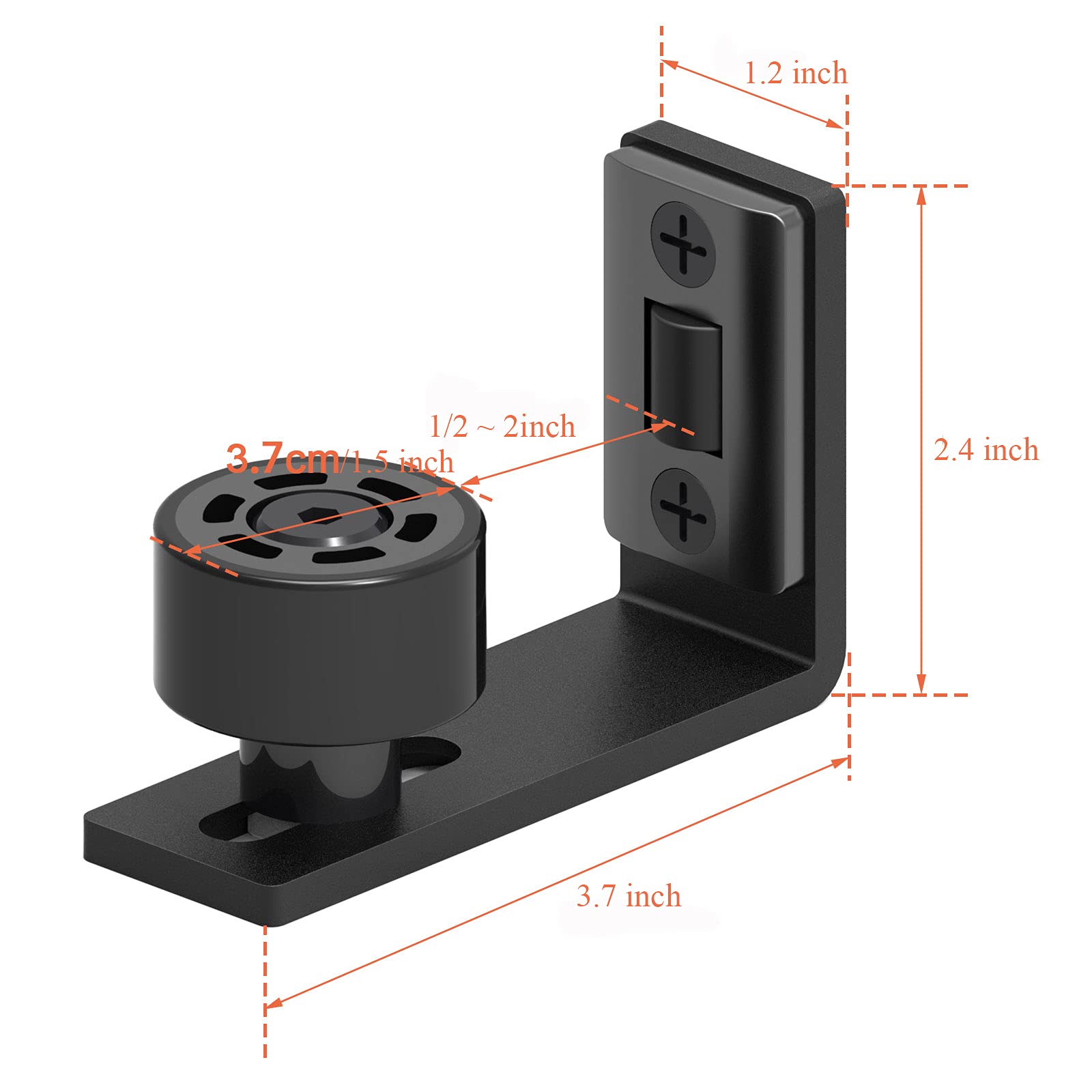 Upgarde Floor Guide for Sliding Barn Door Bottom Adjustable Wall Mount System, No Scratch The Door, More Beautiful, Black 1 Pack