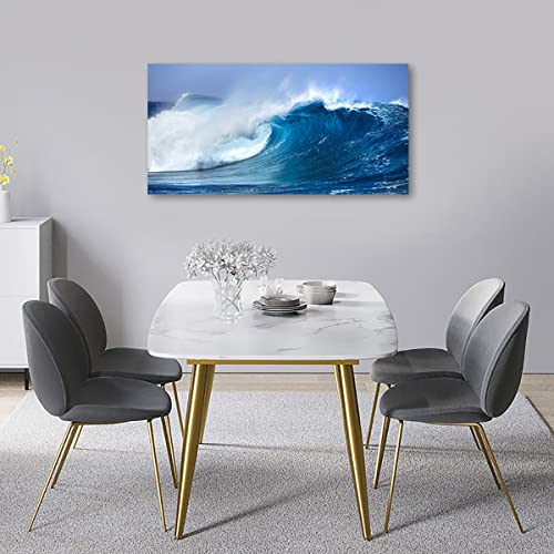 tigeridge Sea Wave Canvas Wall Art for Living Room Wall Decor Great Ocean Wave Canvas Pictures Blue Surfing Water Canvas Prints Artwork Office Home Wall Decorations Framed Ready to Hang 20" x 40"