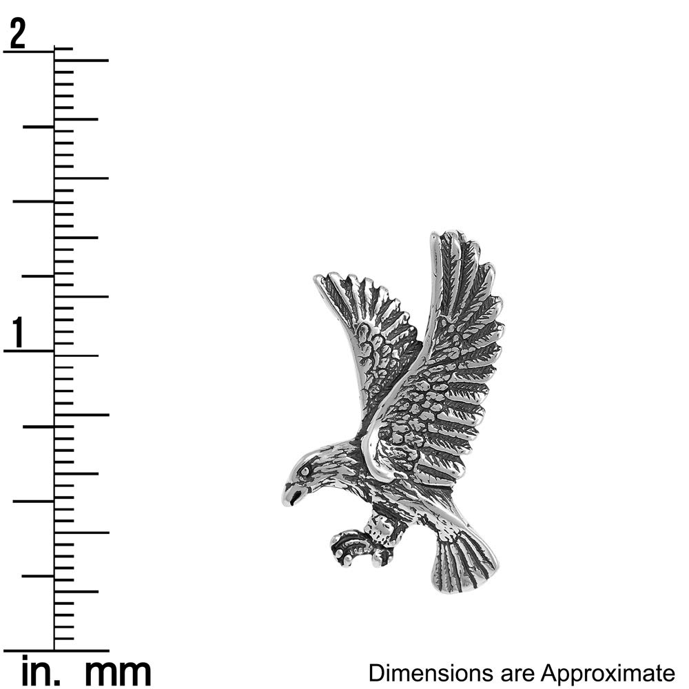 Raposa Elegance Sterling Silver Bald Eagle Slide Pendant (approximately 30.5 mm x 20 mm)