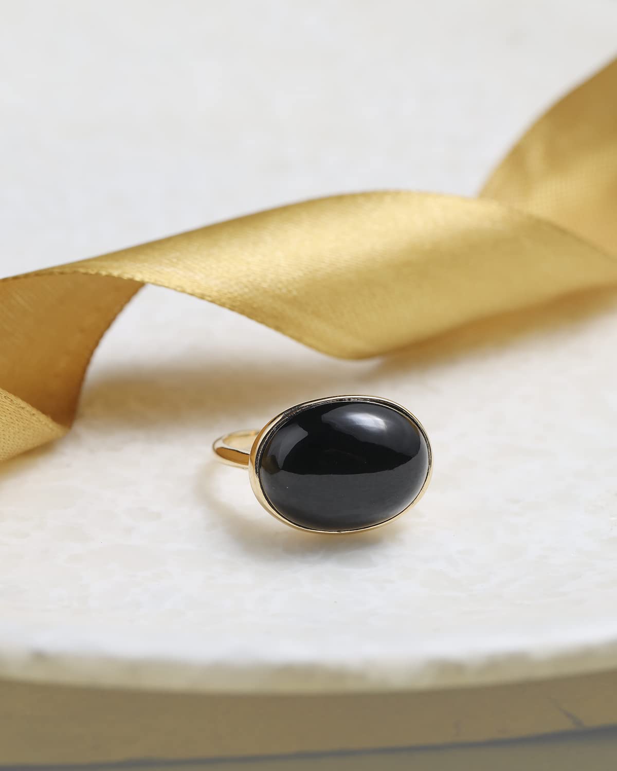 YoTreasure Black Onyx Ring 14k Gold Over 925 Silver Oval Shape Gemstone Jewelry