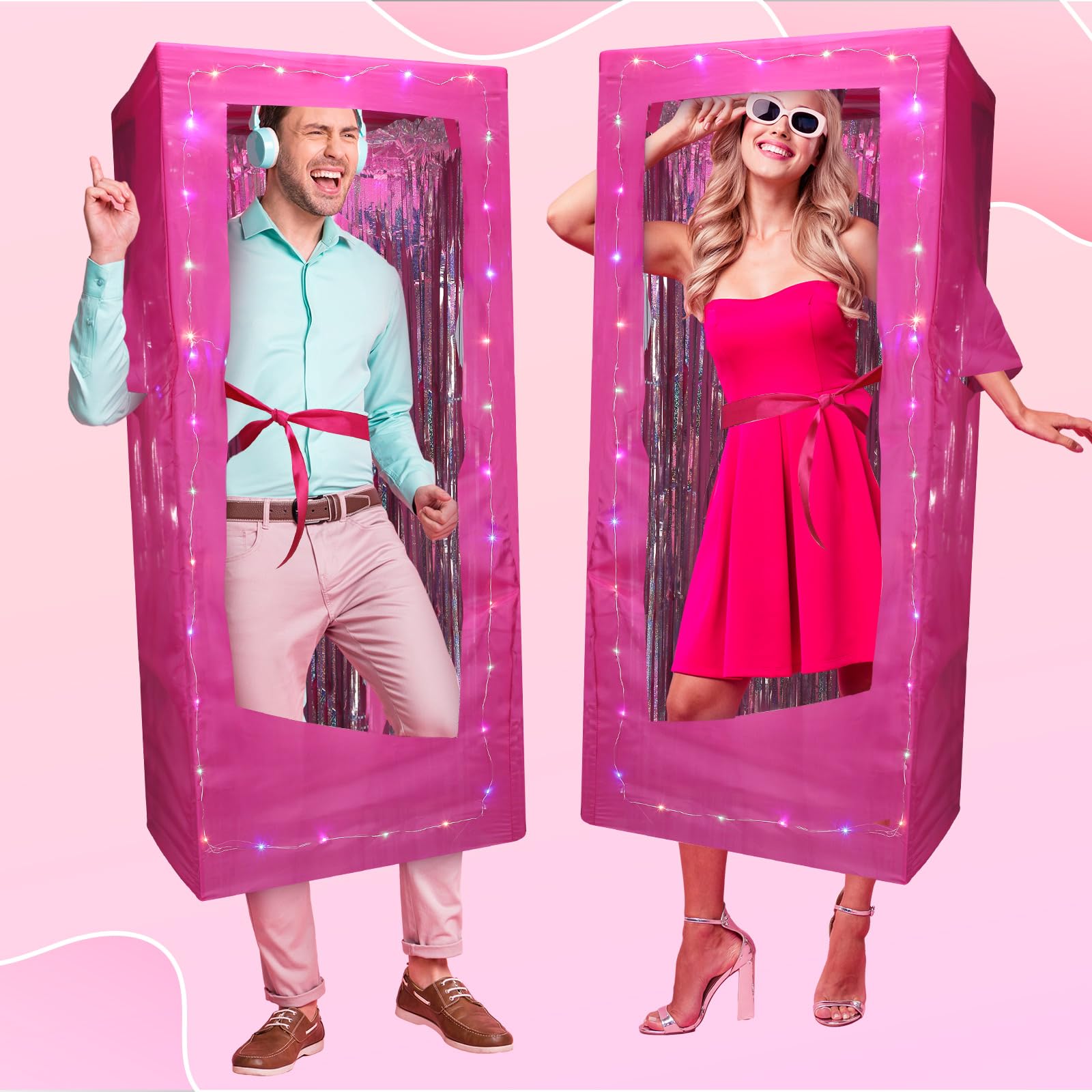 Poen 2 Pcs Adult Women Halloween Costumes Doll Box Accessory for Halloween Parties, Wrinkle and Shrink Resistant Polyester (Pink)