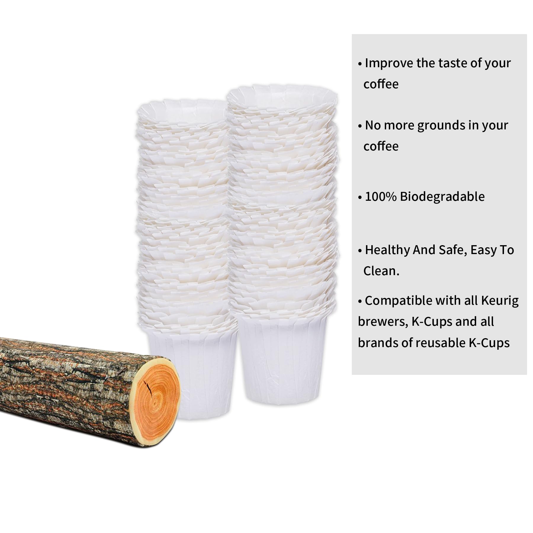 Velocvil Disposable Paper K Cup Filters, 100 Counts Coffee Filters Compatible with All Keurig Brewers Single Serve Reusable Pods