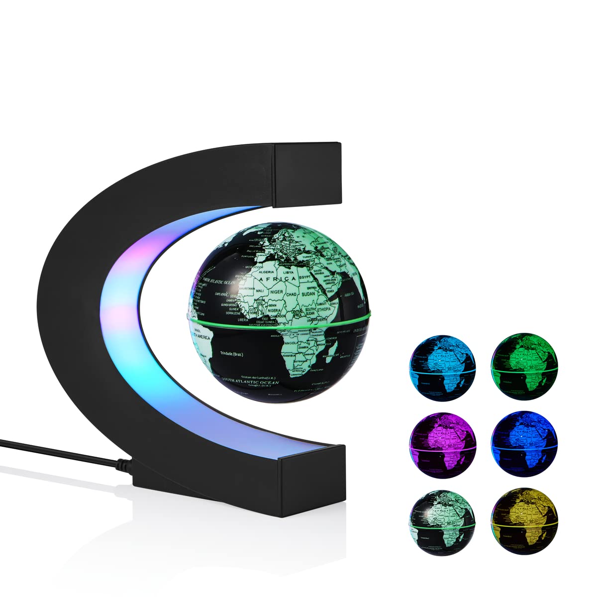Yegvea Fashionable geographic globe, magnetic floating, auto-rotating and rotating 3.5" color globe, can be used for desk and office decoration