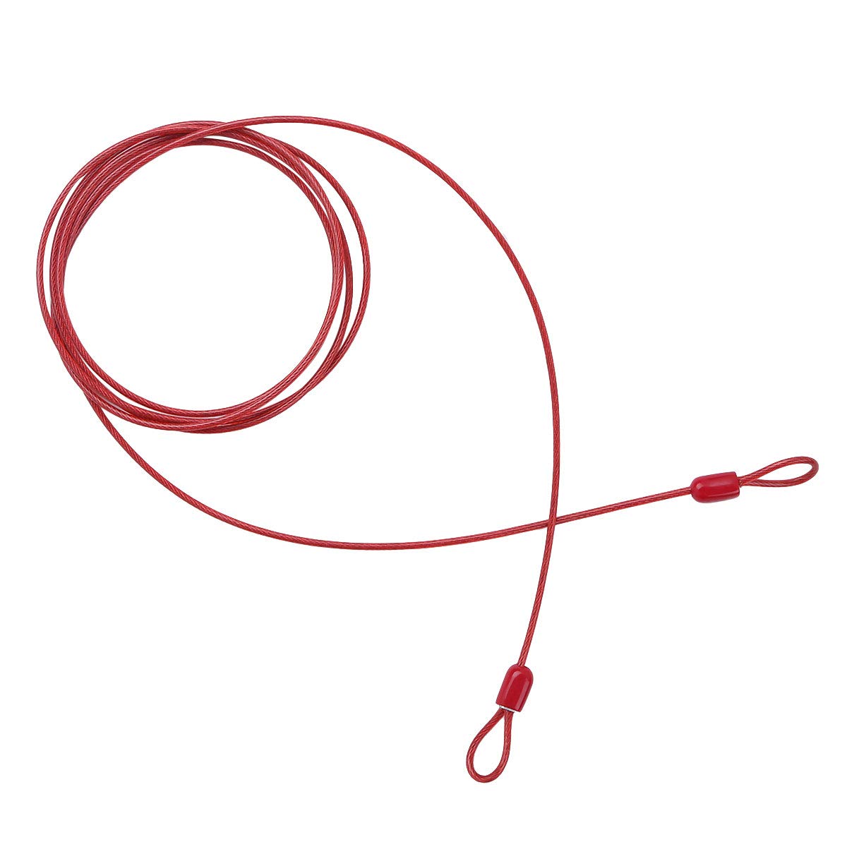 YOOJIA 2Pcs 2M Braided Steel Luggage Cable Safety Lock Security Wire with Double-Looped for Gates Lock U-Lock Padlock Disc Lock Red One Size