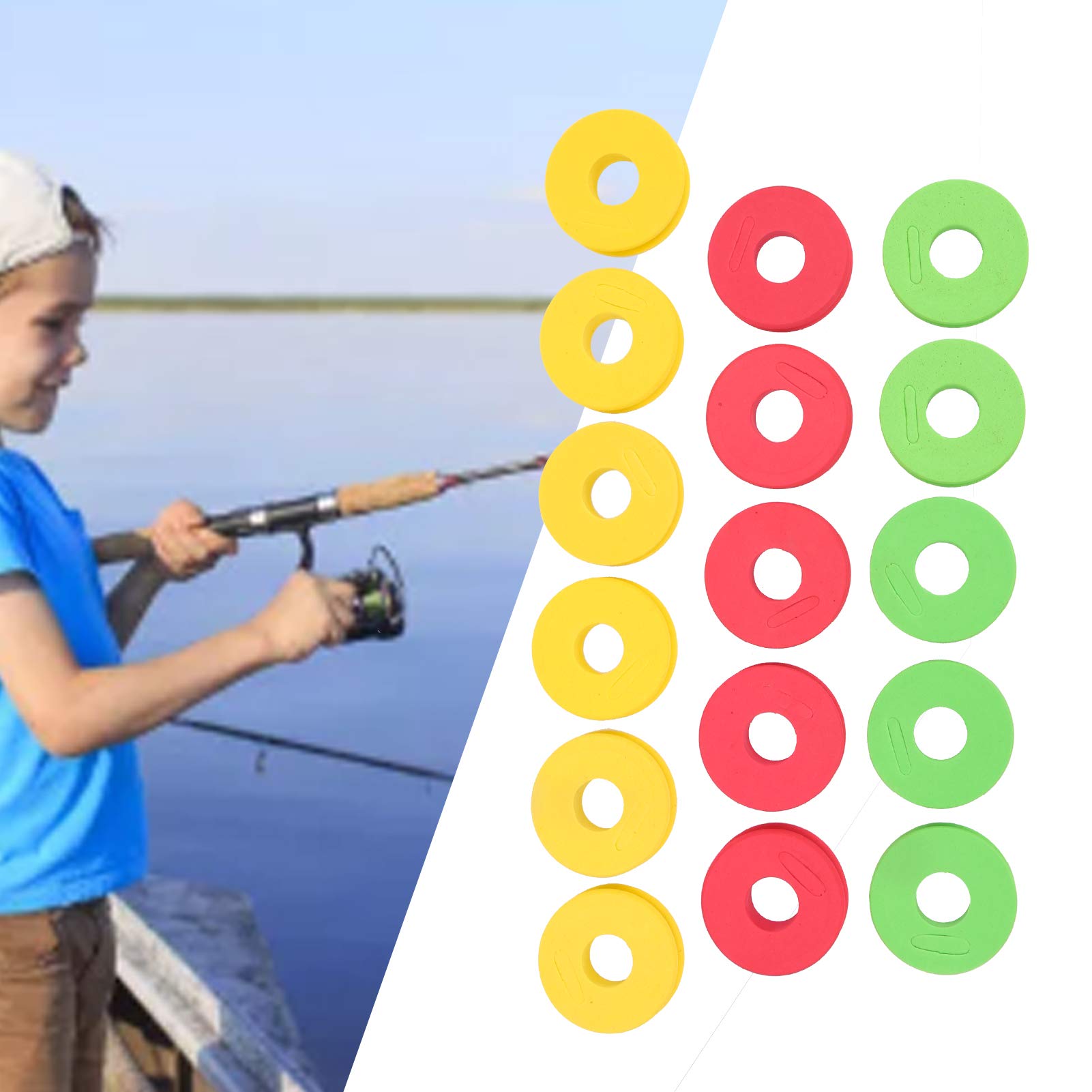Yeuipea Fishing Foam Spools,16pcs Fishing Line Storage Foam Spools Winding Board Tool Bobbin Tackle Mix Color
