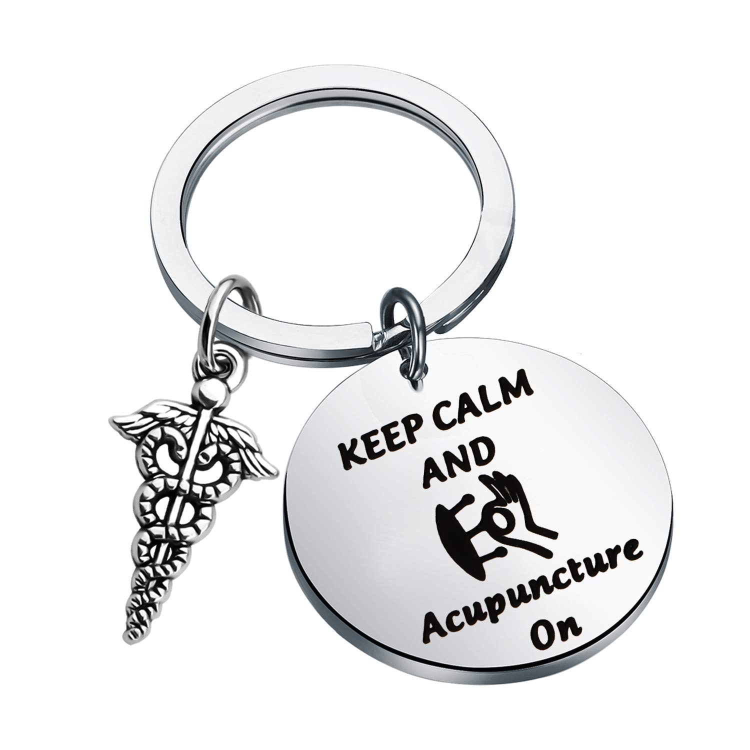 UJIMS Acupuncturist Gift Acupuncture Keychain Keep Calm Acupuncture On Keychain Gift For Acupuncture Graduation TCM Jewelry For Acupuncture Lover (Acupuncturist Keychain)