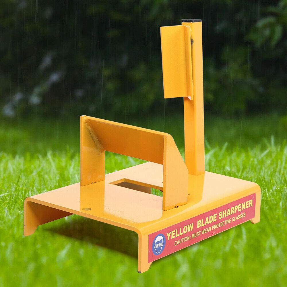 Yellow Lawn Mower Blade Sharpener w/Sharpener Blade, All American Blade Sharpener Lawnmower Blade Sharp Tool Kit - 30°Bevel Sharpening (US Stock)