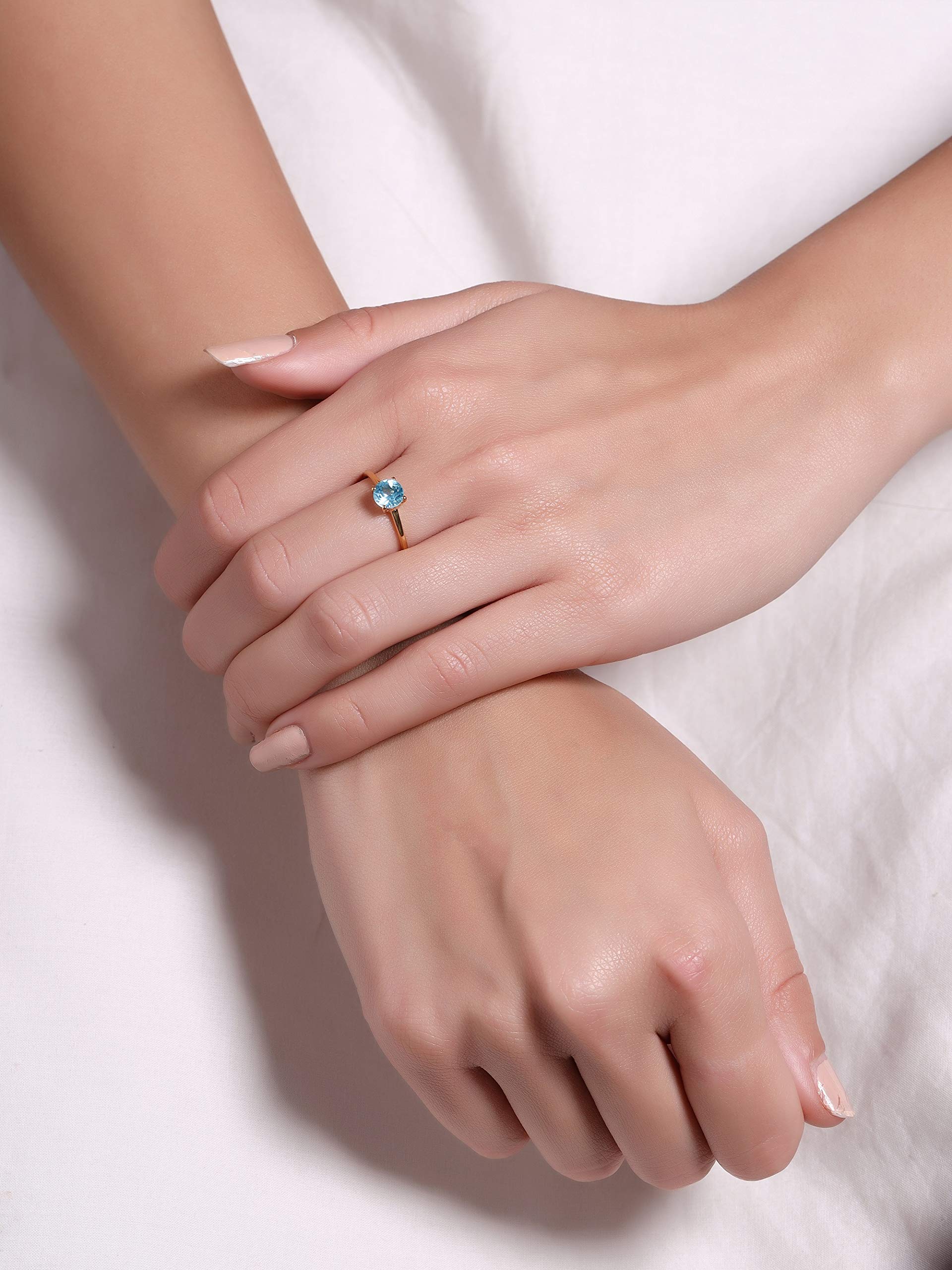YoTreasure 10K Yellow Gold 1.03 Ct Blue Topaz Solitaire Ring
