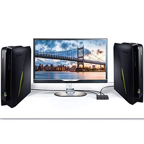 VGA Switch 2 in 1 Out, TAIPOXUN VGA Switch Box 2 Port VGA Switch Press Button Two Way VGA Vedio Switch for TV Moniter Sharing or Switching(Not Support DDC, DDC2,DDC2B Moniter),2PC Share a VGA Display