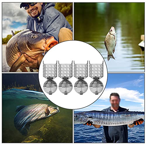 Yeuipea Fishing Feeder Lure Bait, 4Pcs PE Plastic Portable Fishing Feeder Lure Bait Cage Tackle Accessories with Weight(M)