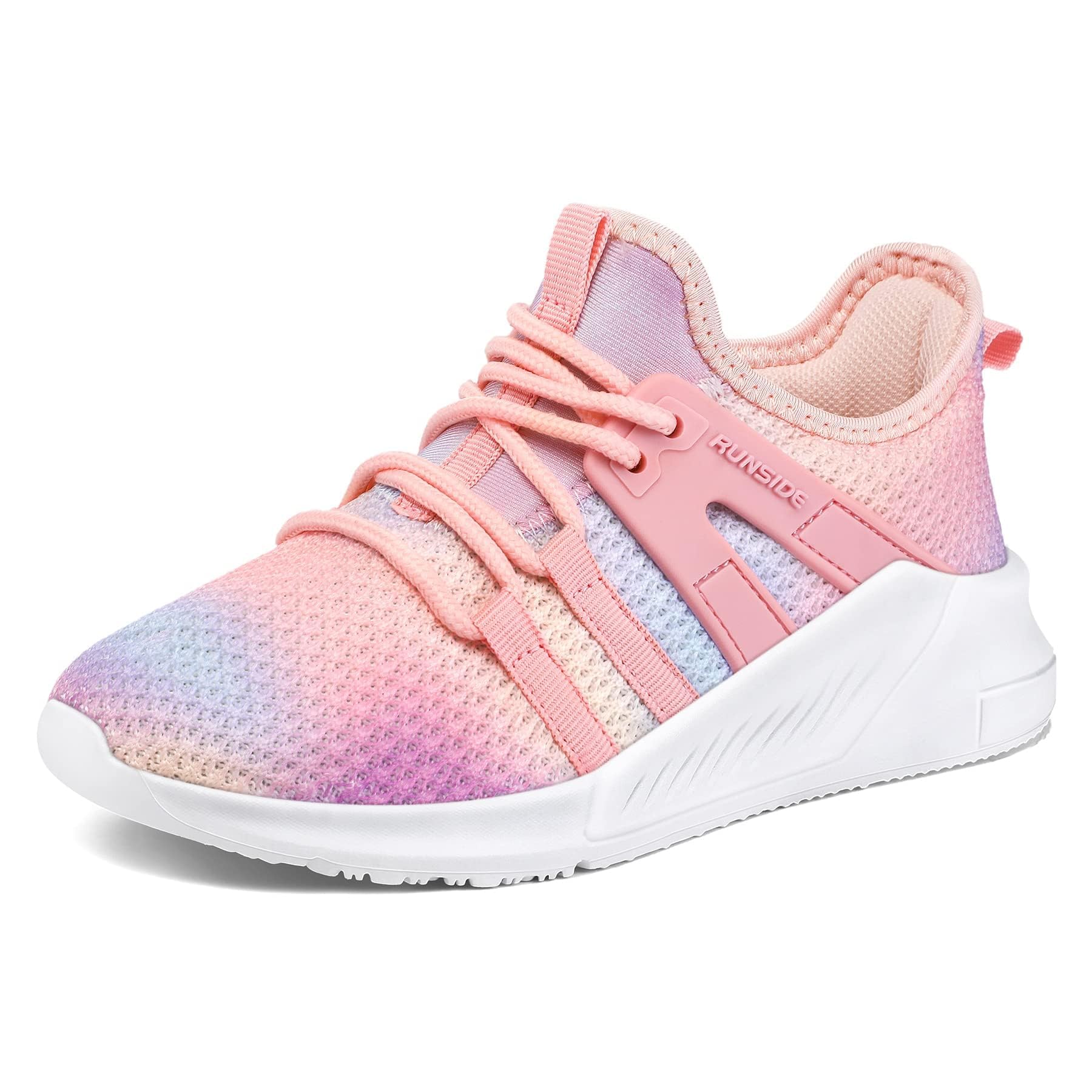 RUNSIDE Girls Lightweight Sneakers Kids Tennis Sports Shoes Lace-up for Running/Walking, Toddler/Little Kid/Big Kid