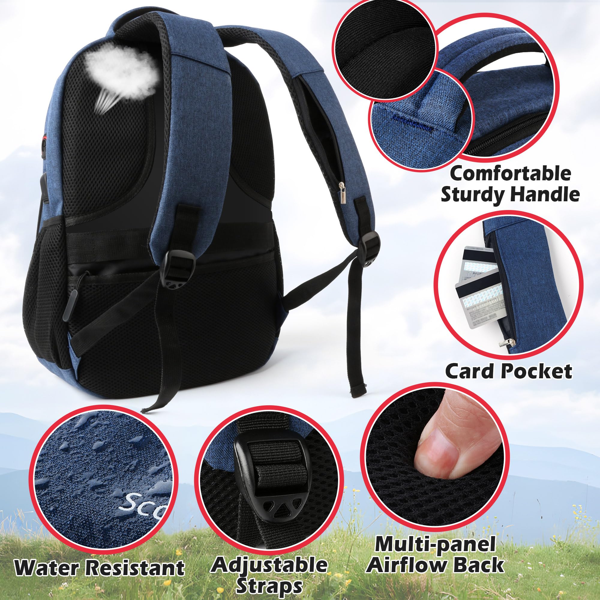 Scotamalone Travel Backpack Laptop Backpack for men women, Business hiking school college computer Bag