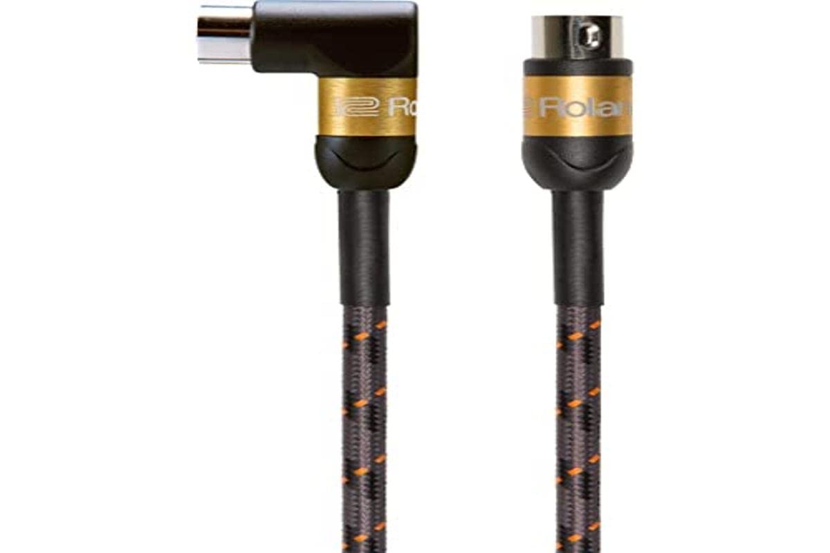 ROLAND Gold Series Premium Midi Cable with Straight to Right-Angle Connectors, Rmidi-G15A, Length: 15Ft/4.5M