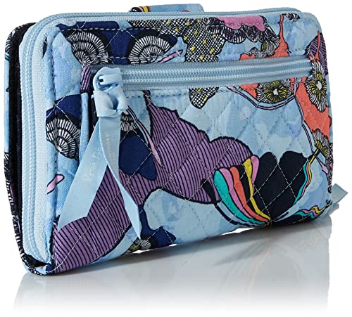 Vera Bradley Women's Cotton Turnlock Wallet With RFID Protection, Butterfly By - Recycled Cotton, One Size
