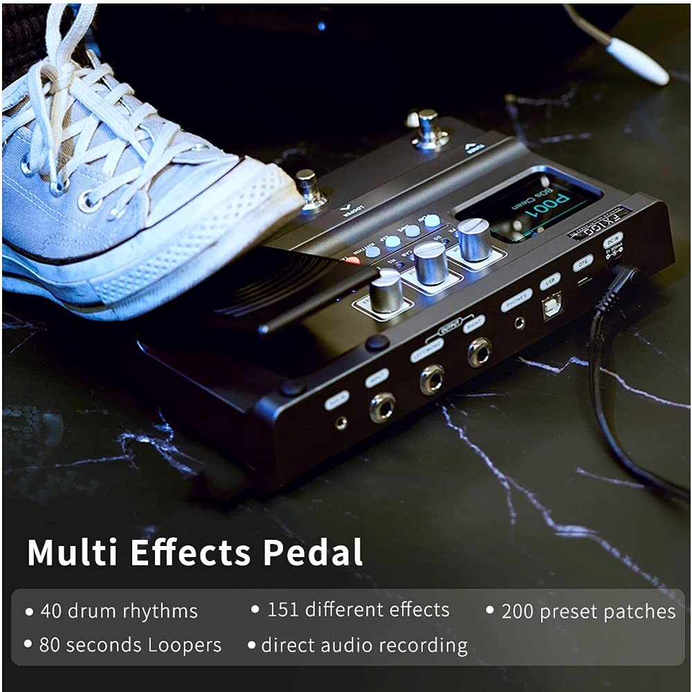 ZYZMH FX100 Multi Effects Guitar Pedal Processor with 151 Effects 200 preset 80s Looper 55 Amp Modeling Expression Pedal