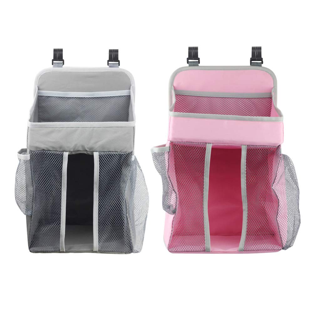 TOPBATHY Hanging Diaper Organizer Baby Hanging Diaper Stacker Nursery Bag for Baby Nursery Crib Storage (Pink)