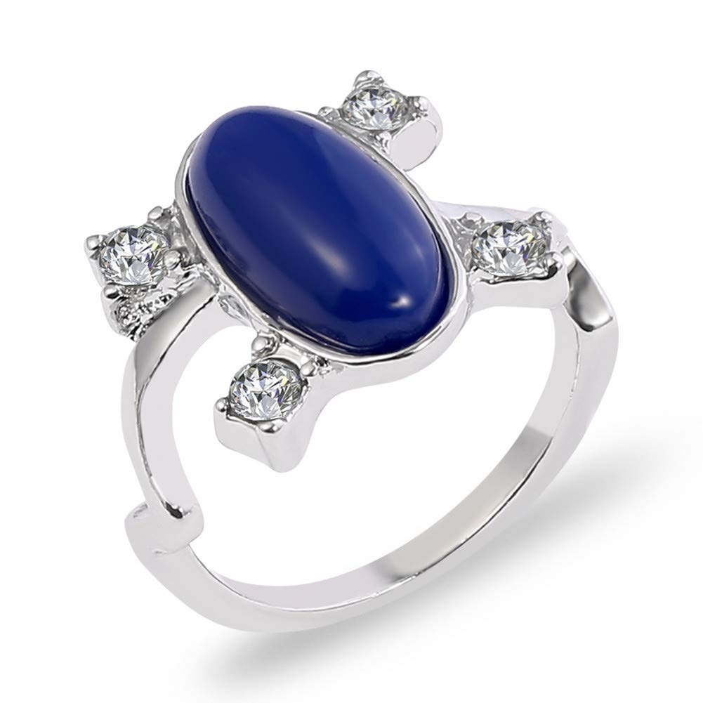 XCFS Silver Plated Engraved Vampire Merchandise Band Ring Elena Gilbert CZ Blue Stone Pattern Souvenir Daylight Rings,Size 6-10 (8)
