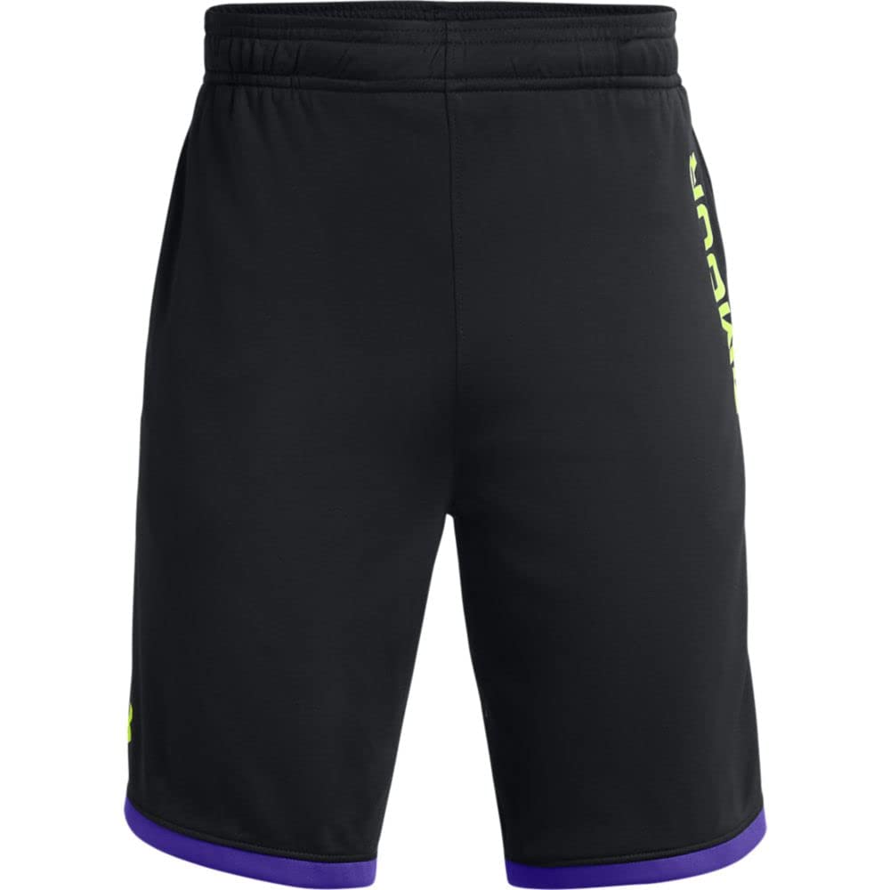 Under Armour boys Stunt 3.0 Printed Shorts , Black (002)/Pink Shock , Youth X-Small
