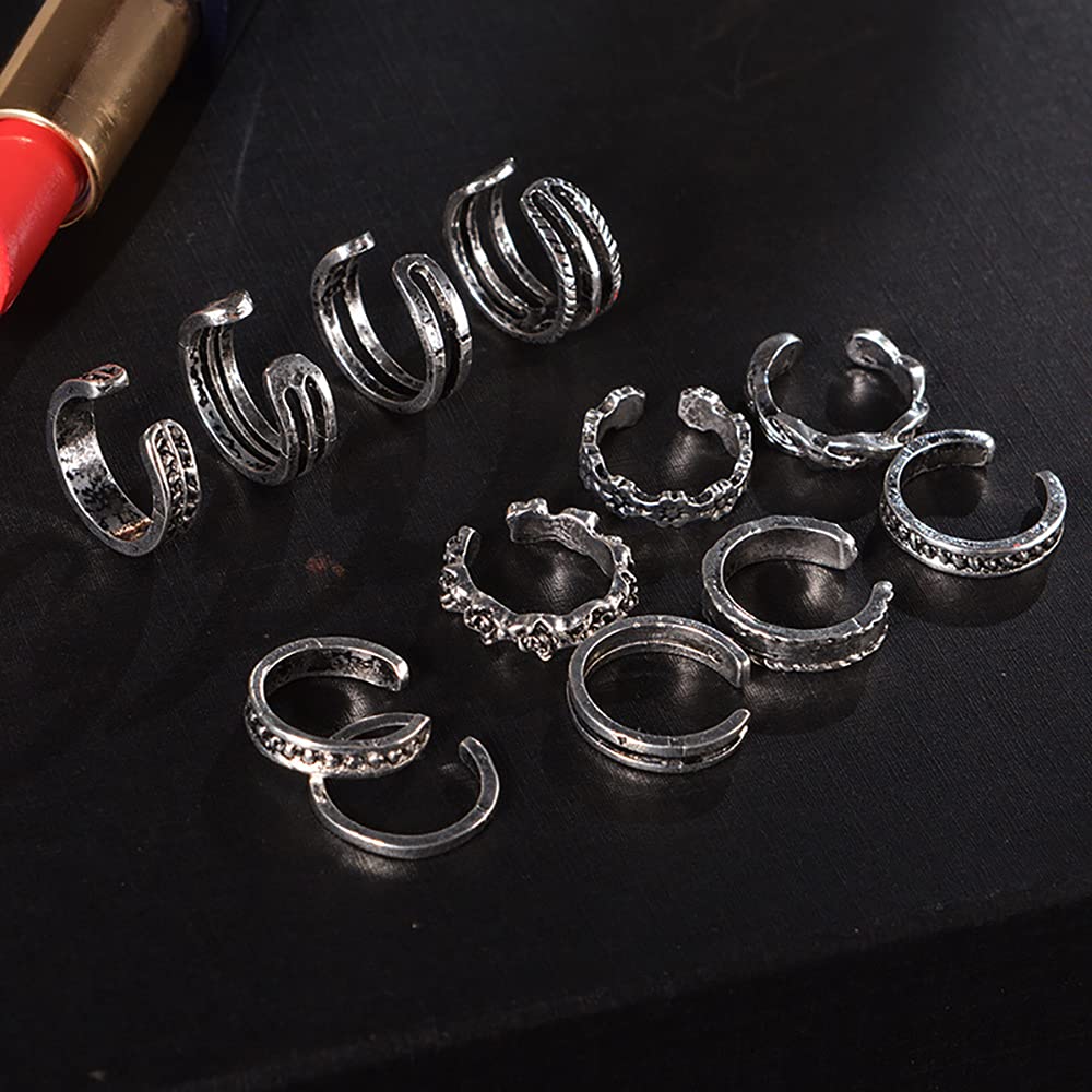ZZ ZINFANDEL 28 Pcs Toe Rings - Adjustable Rings Toe Rings for Women Open Vintage Retro Finger Wave Toe Ring Beach Foot Jewelry Set (adjustable)