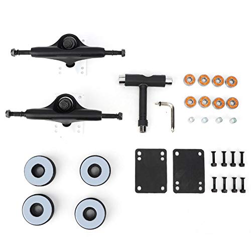 Skateboard HR100A Aluminium Alloy PU Wheel 5 Inch Skateboard Bracket Gasket Accessory All in One Skate for Competition Place(Black)