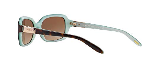 Ralph by Ralph Lauren Women's RA5130 Rectangular Sunglasses, Shiny Havana On Aquamarine/Gradient Brown, 58 mm