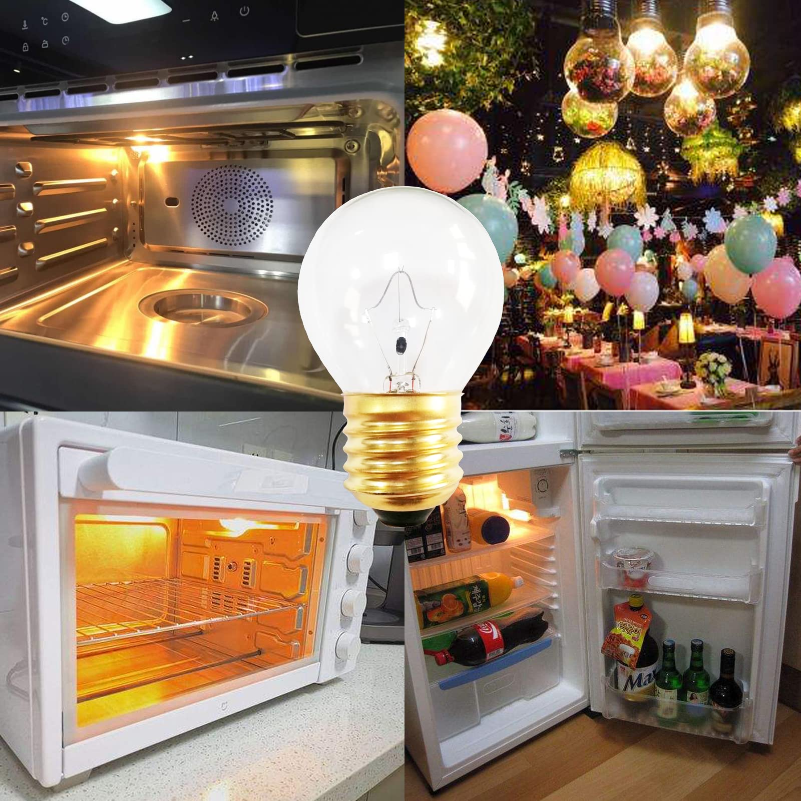 zaskser Oven Light Bulbs- 300 °C High Temp Incandescent G45 Clear 40Watts.Replacement Bulbs for Oven, Stove,Refrigerator,Microwave and Other Household Appliance.-4 Pack
