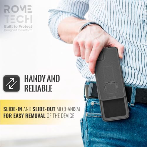 Rome Tech Holster Case with Belt Clip for Google Pixel 7 - GVU6C GQML3 - Slim Heavy Duty Shell Holster Combo - Rugged Phone Cover with Kickstand Compatible with Pixel 7 - Black