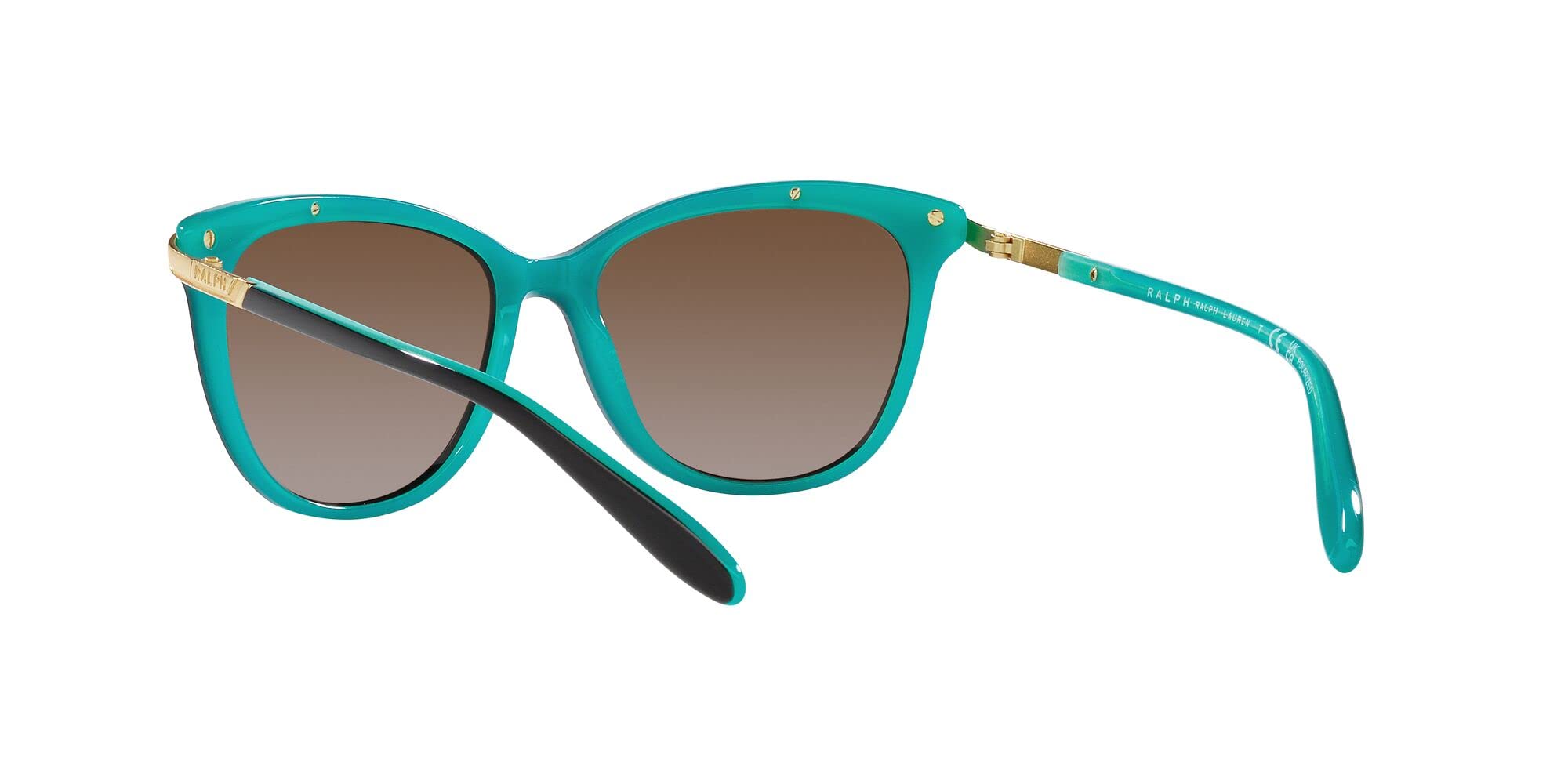 Ralph by Ralph Lauren Women's RA5203 Cat Eye Sunglasses, Shiny Multicolor Havana/Violet Gradient Brown, 54 mm