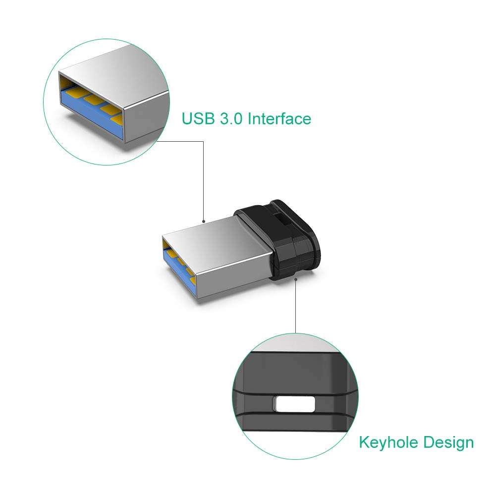 TOPESEL 64GB USB 3.0 Flash Drive Thumb Drive USB Drive Memory Stick Data Storage Jump Drive with Lanyard Black