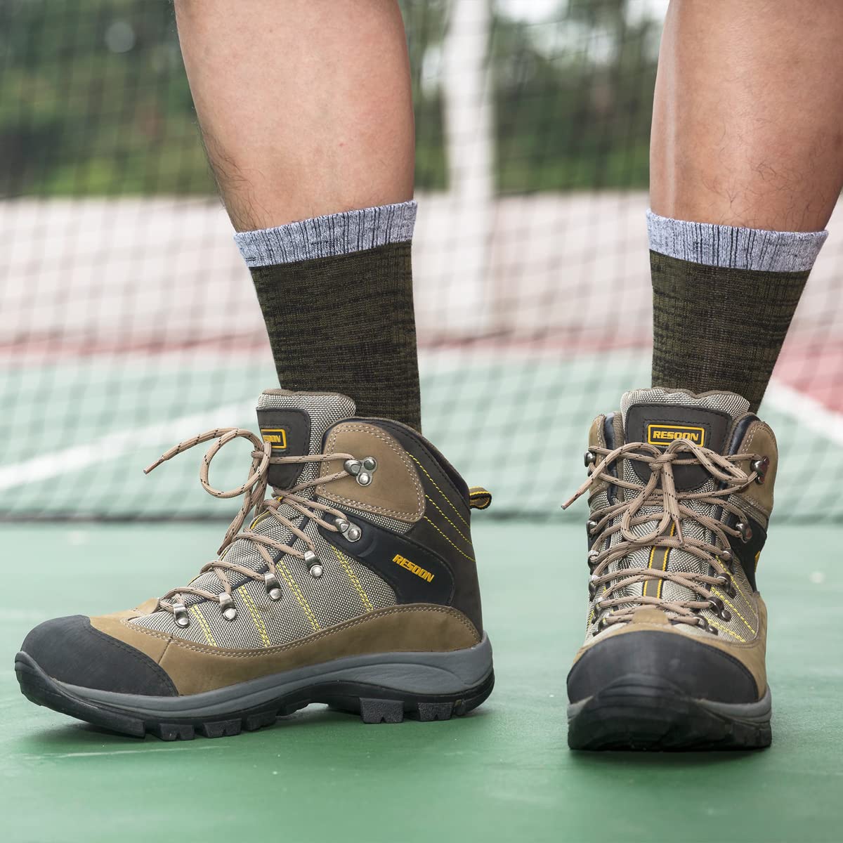 YUEDGE Mens Black Athletic Hiking Socks Moisture Control Cotton Cushioned Crew Socks Thick Casual Men Socks for Men 9-11, 5 Pairs