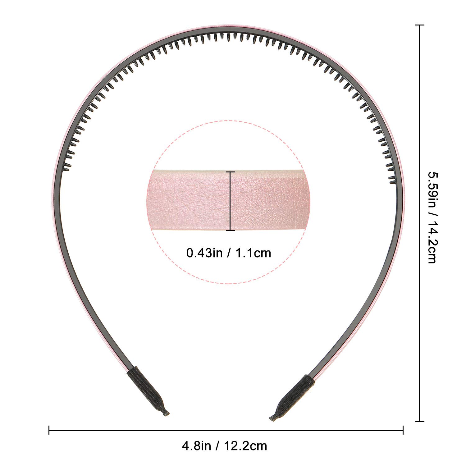 WILLBOND 6 Pieces Skinny Leather Covered Headband Plastic Skinny Headband Hair Loop Clasp Hairbands Solid Simple Headband for Women(1.1 cm,Lustrous Pink, Rose Red, Blue, Gold, Silver and Grey)