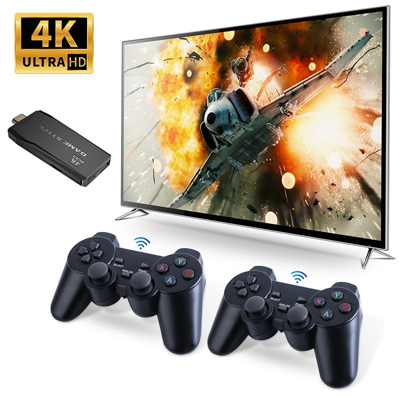 Retro Game Stick, Retro Game Console, Plug & Play Video TV Game Stick with 20000+ Games Built-in, 64G, 4K HDMI Output, 9 Classic Emulators, Dual 2.4G Wireless Retro Game Console