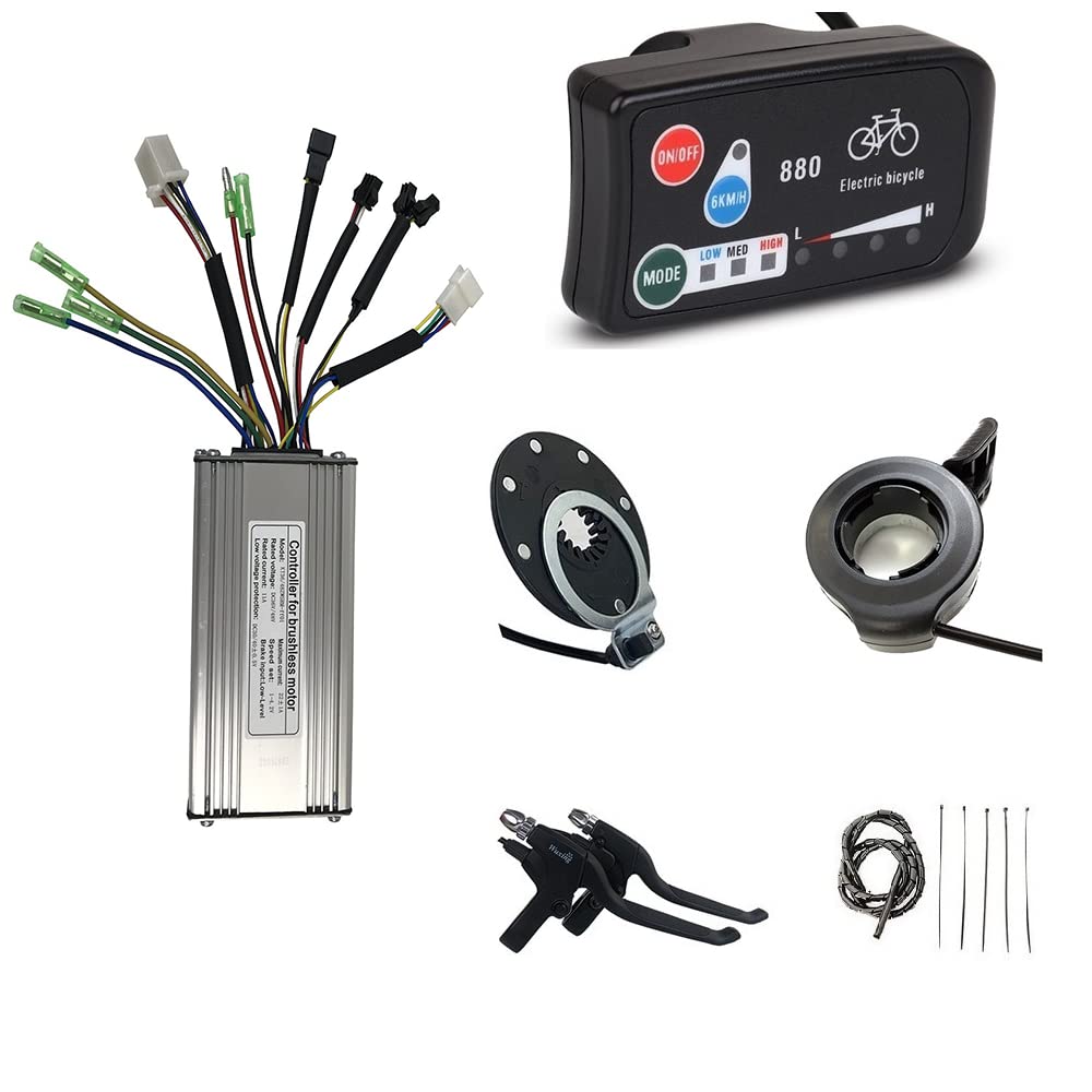 通用 Ebike Controller System kit, KT 36V/48V 500W 22A Controller and KT LED880 Display,Thumb Throttle,ebrake Lever,PAS with SM Connector Electric Bicycle Conversion Kit