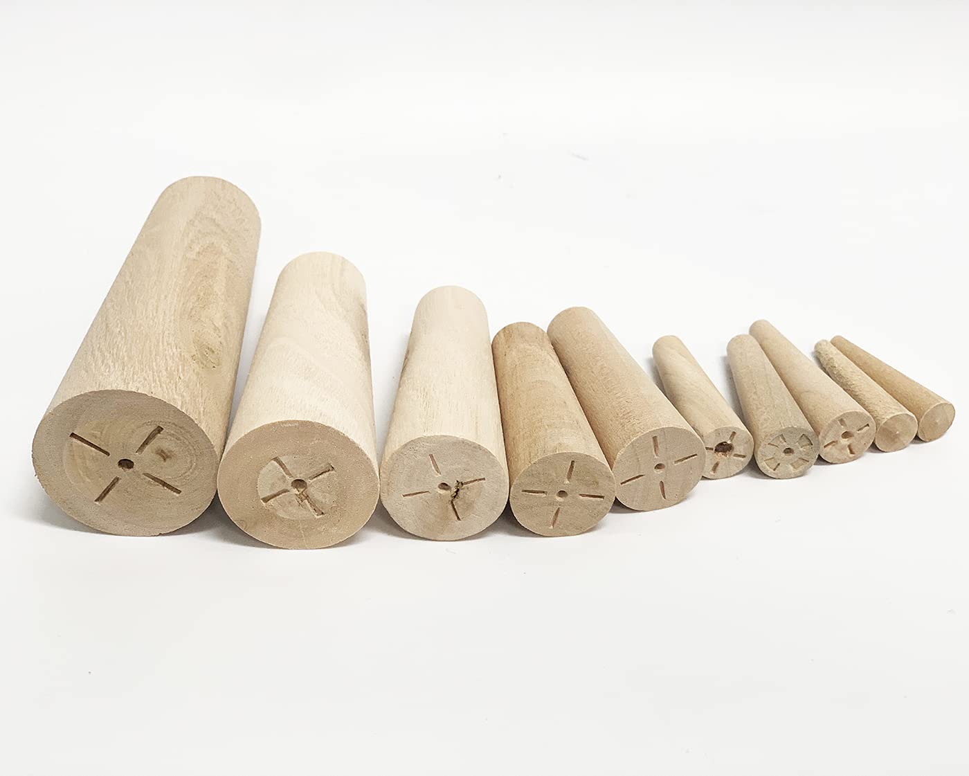 XHC1 Tapered Conical Thru-Hull Soft Wood Plugs Kits, 1/5 Inch to 1 3/5 Inch, 7 Different Sizes, Set of 10 Pcs