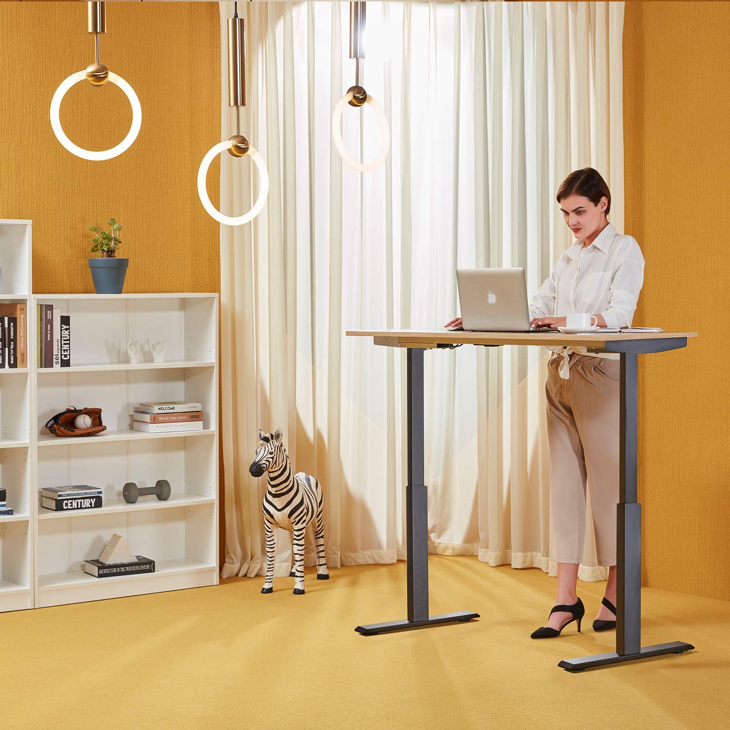 VICLLAX Electric Standing Desk Height Adjustable Table, 48 x 24 Inches, Black Frame with Black Table Top
