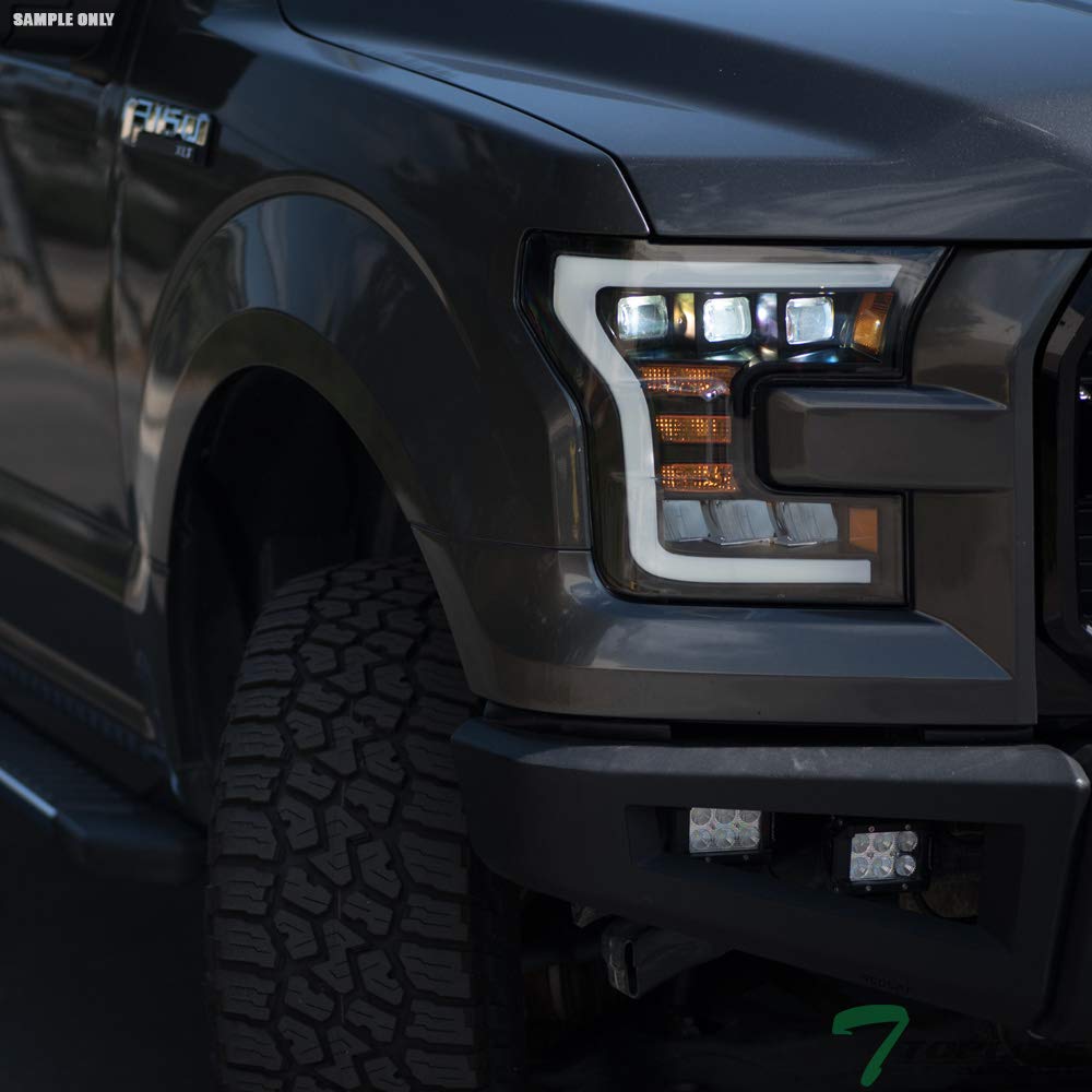 Sequential Black Housing Full LED Tri Projector Headlights Signal Lamps Amber Reflector nb Compatible With 15-17 Ford F150